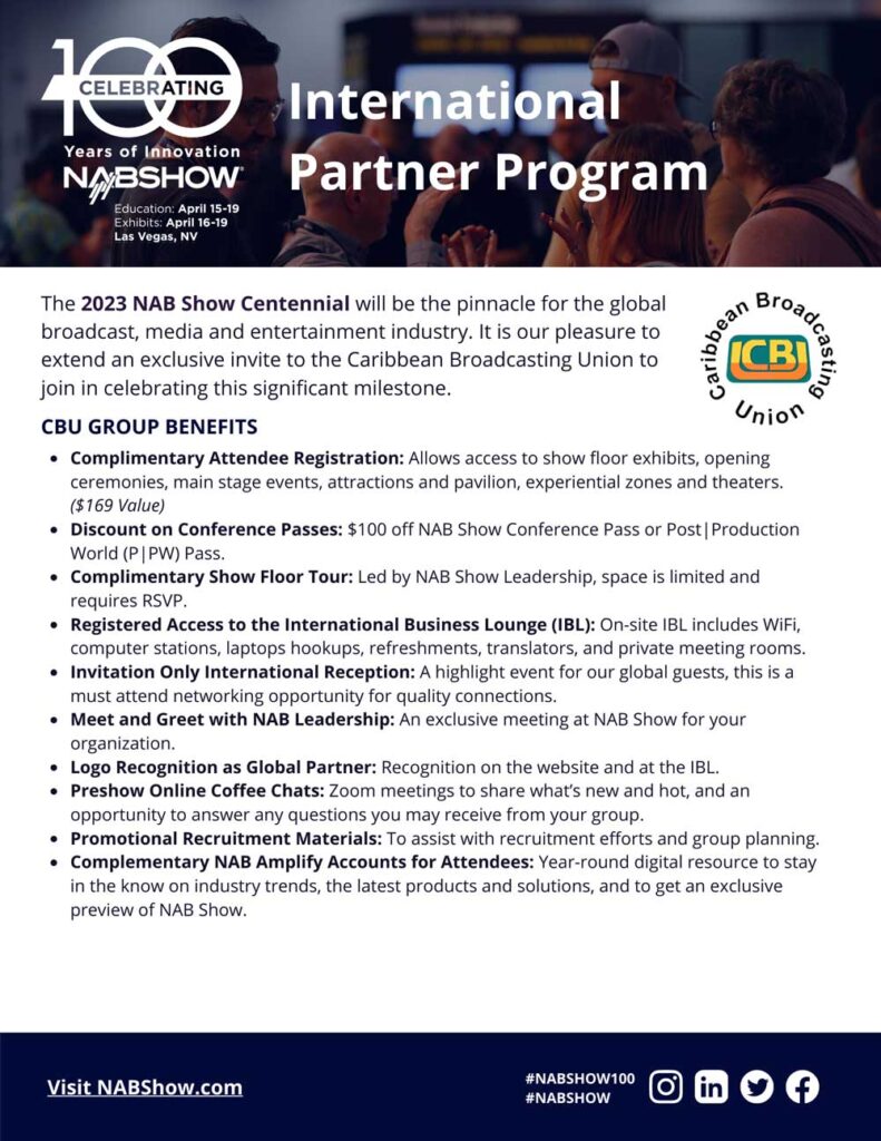 CBU Members, Join Us For 2023 NAB Show Centennial - Caribbean ...